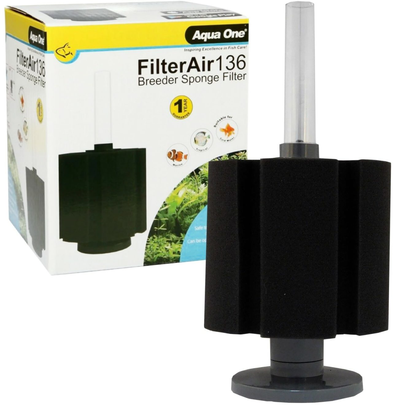 Buy Aqua One FilterAir 136 Large Air Operated Sponge Filter Online ...